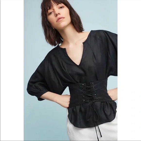 Anthropologie | Tops | Anthropologie Akemi Kin Corset Top Black Puff ...